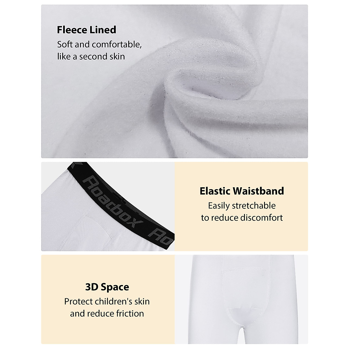 Roadbox 2 Pack Boys Thermal Pants - Youth Fleece Lined Base Layer Tights Kids Athletic Sports Leggings for Basketball Football