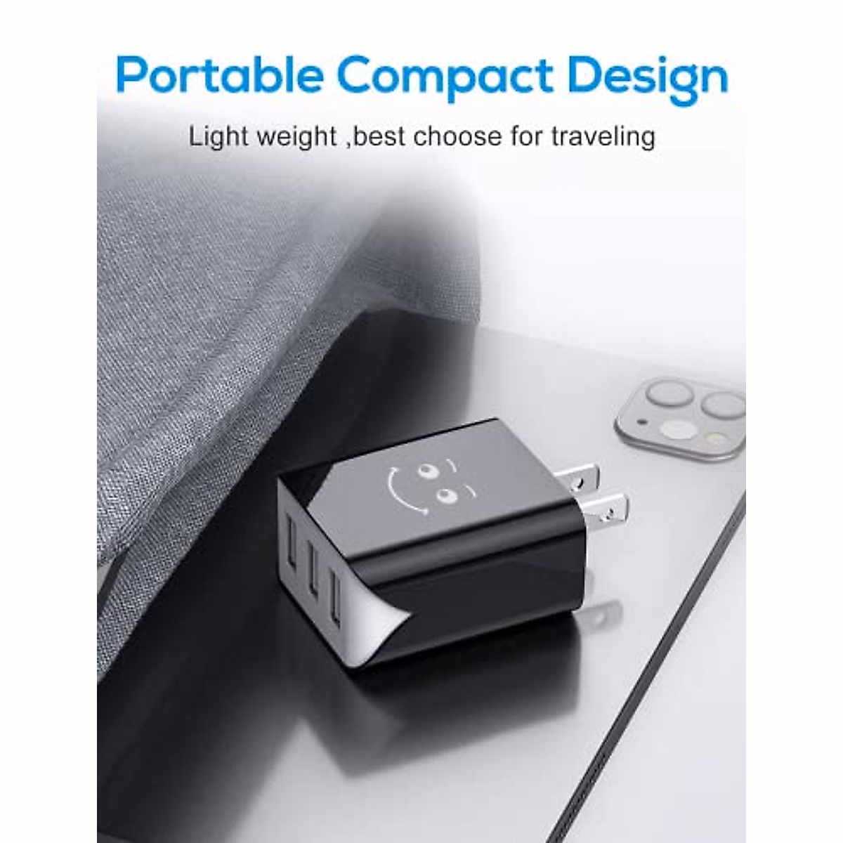 USB Wall Charger, Upgraded UL Certified 3-Pack 3-Port 3.1A Charging Block USB Plug Cube Compatible for iPhone 11/Xs/XS Max/XR/X/8/7/6/Plus,iPad Air/Mini,Galaxy10/9/8/7,Note9/8,Nexus and More