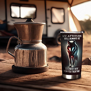 64HYDRO 20oz Wolf Gifts for Men, Women, Wolf Gifts for Wolf Lovers - Valentines Day Gifts for Him, Her - Inspirational Gifts - Wolf Tumbler Cup with Lid, Double Wall Vacuum Insulated Travel Coffee Mug