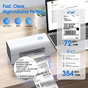 BPXX Bluetooth Thermal Label Printer, Wireless 4×6 Shipping Label Printer for Small Business, Label Printer Support Android/iPhone/Windows, Compatible with Shopify, Ebay, USPS, Amazon, Etsy, D465B