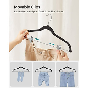 SONGMICS Velvet Coat Hangers Bundle with Pants Hangers, Non-Slip, Wrinkle-Free, Space-Saving, Durable, for Coat, Shirt, Dress, Trousers, Skirts, Scarves UCRF21PK50 and UCRF12B30
