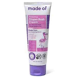 Organic Diaper Rash Cream by MADE OF - NSF Organic - Fragrance Free - Organic Diaper Ointment for Sensitive Skin and Eczema Rash and Irritation - Made in USA - 3.4oz (Fragrance Free, 1-Pack)