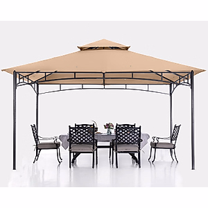 ABCCANOPY Gazebos for Patios 10x12 - Outdoor Steel Frame Gazebo for Lawn Backyard Garden Deck (Beige)
