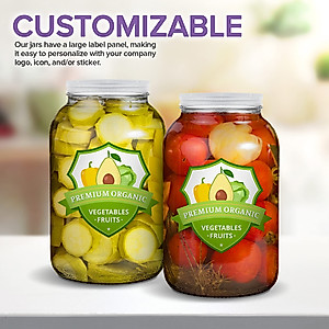 Stock Your Home Gallon Glass Jar with Metal Lid (2 Pack) - 128 Ounce - Airtight & Odor Proof - Pickling & Canning Jars for Kombucha, Sun Tea, Fruits - Food Grade Jars for Dried Goods, Sugar, Flour