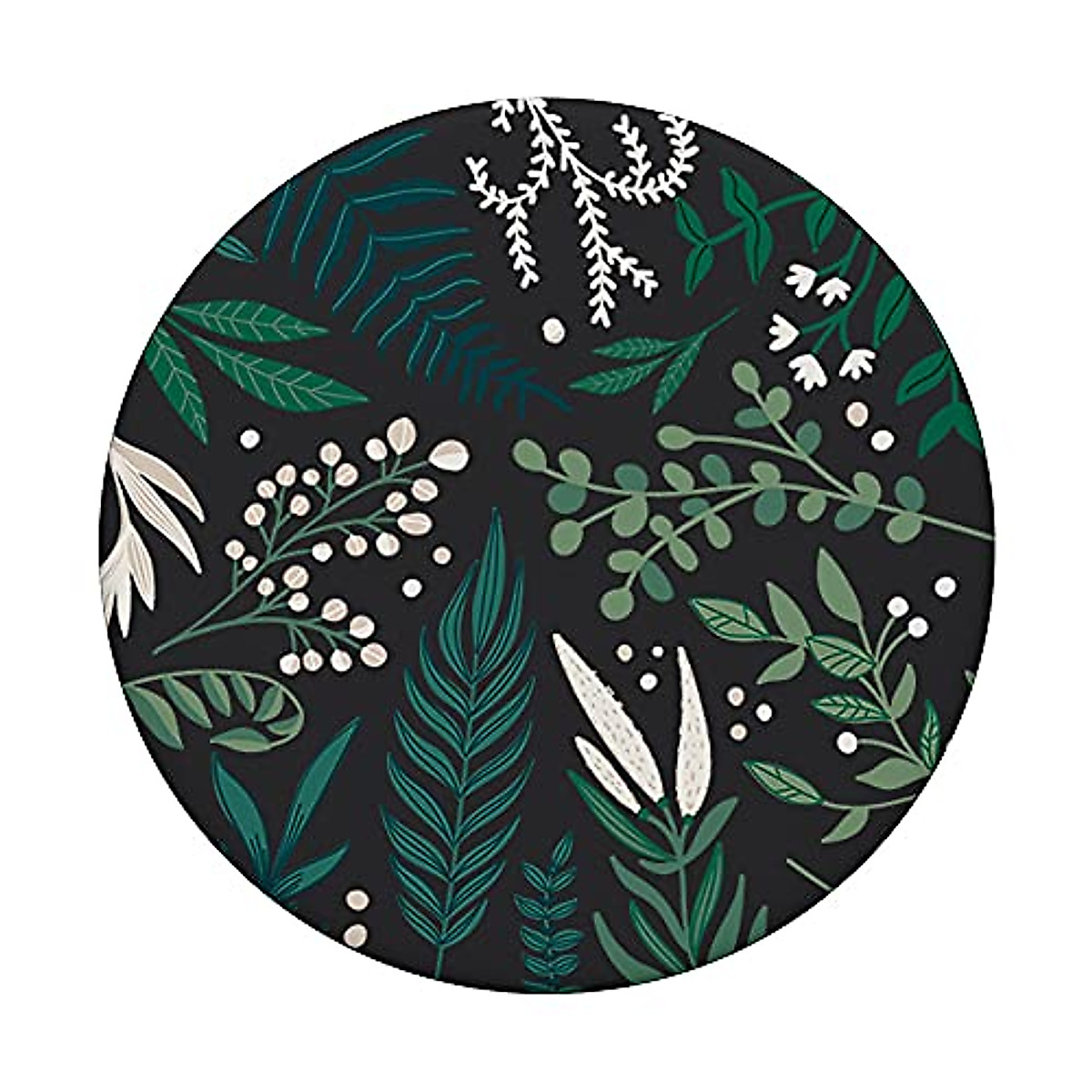 Green Botanical Fern Foliage & White Berry Floral Pattern PopSockets Swappable PopGrip