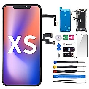 for iPhone XS Screen Replacement 5.8” With Ear Speaker and Proximity Sensor, 3D Touch LCD Display Digitizer Full Assembly with Front Earpiece Fix Tools Glass, Repair Kit for A1920, A2097, A2098, A2100