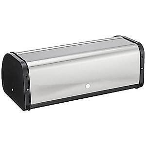 Brabantia Roll Top Bread Box (Matt Steel Fingerprint Proof) Large Front Opening Flat Top Bread Box, Fits 2 Loaves, Ideal for Kitchen Counter