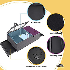 Tortoise House Large Tortoise Habitat Cage, Upgraded Wooden Tortoise Large Box Turtle Habitat Enclosure with Light Support Frame,Trays, Weatherproof Roof, Reptile Cage House for Lizards, Geckos