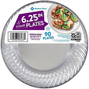 Member's Mark Clear Plastic Plates, 6.25" (90 Count)