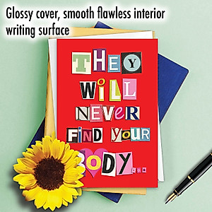 NobleWorks - Funny Anniversary Greeting Card - Romantic Spouse Humor, Married Couples Anniversary Notecard - Never Find Your Body 5456Z