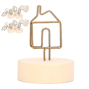 10pcs Table Number Holders, Retro House Shape Place Card Holder Picture Holders Photo Clips for Wedding Party Graduation Reception Restaurant Home Centerpiece Decorations