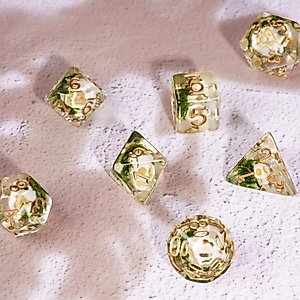 UDIXI 7-Die DND Dice Set, Polyhedral Dice Set for Dungeons and Dragons, D&D Skull Dice for RPG MTG Table Games, D and D Dice Set (Skull-Seaweed)