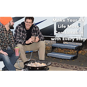 Reflective RV Step Covers 3 Pack - Camper Stairs Carpet with Reflective Strip and Quick Release Snap Fasteners - 22" Wide RV Stair Covers - Wrap Around RV Step Rug - RV Step Cover for a Cleaner RV