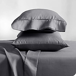 KM Standard Pillowcase Set of 2 Dark Gray, Bed Pillow Covers, Ultra Soft (20 x 30) Inches, Solid Pillowcases with Open Closure, Machine Washable Dark Grey
