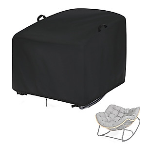 Outdoor Rocking Chair Cover,Waterproof Covers for Patio Egg Rocking Chair, Indoor Papasan Chair Cover,Rattan Wicker Lounge Chair Cover(Only Cover) (Black, 46x38x19in)
