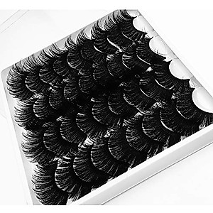 AMSDCN NEW 18pair Fluffy Lashes Mink Hair False Eyelashes 20mm-25mm 3d Lashes Dramatic Long Messy Natural Lashes Makeup Mink Eyelashes (MA03)