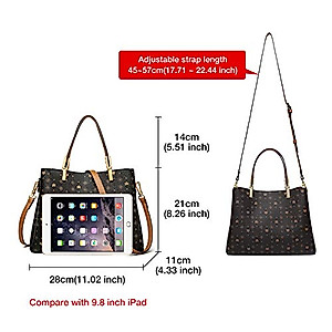 PVC Faux Leather Handbags for Women, Artificial Leather Ladies Top-handle Bags Women's Designer Satchel Handbags with Adjustable Shoulder Strap Womens Brand Signature Tote Purses and Handbags (Brown)