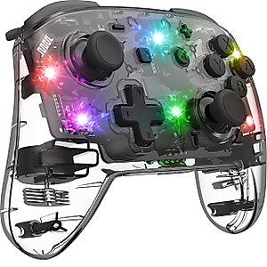 Switch Controller, Pro Controller for Switch/Switch Lite/Switch OLED, Adjustable Turbo, Vibration Motion, Gyro, Transparent