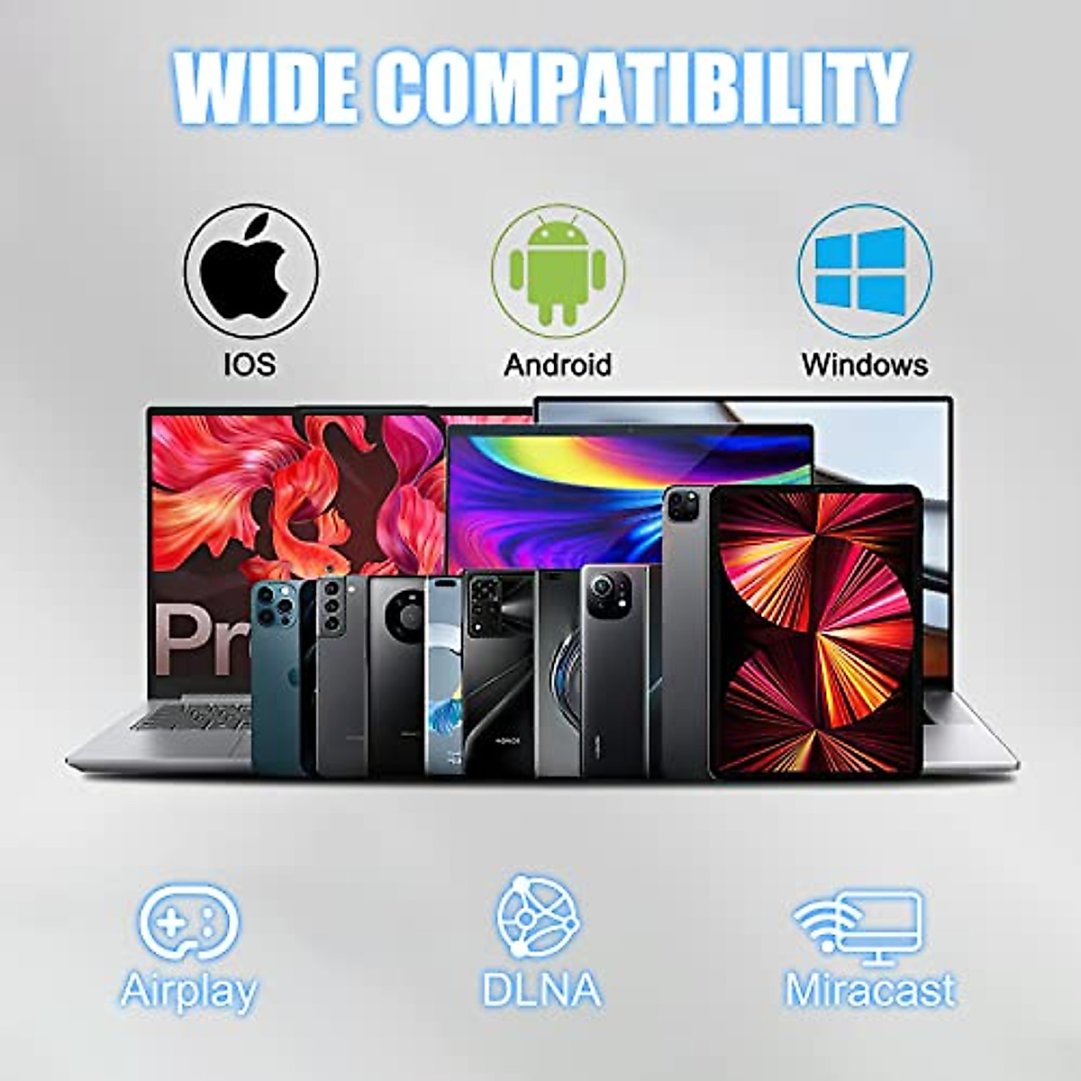 Wireless Display Adapter 4K HDMI - WiFi 1080P Mobile Screen Mirroring Receiver Dongle to TV/Projector Receiver Support Windows Android Mac iOS