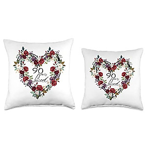 Birthday Gifts for Women 90th Birthday Gifts for Women-90 Years Loved for Women Throw Pillow, 18x18, Multicolor