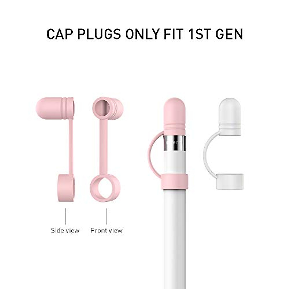 Delidigi 2 Pack iPencil Grip Ergonomic Sleeve with Anti-Lost Replacement Cap Plus Tips Cover Accessories Set Compatible with Apple Pencil 1st Generation (White, Pink)
