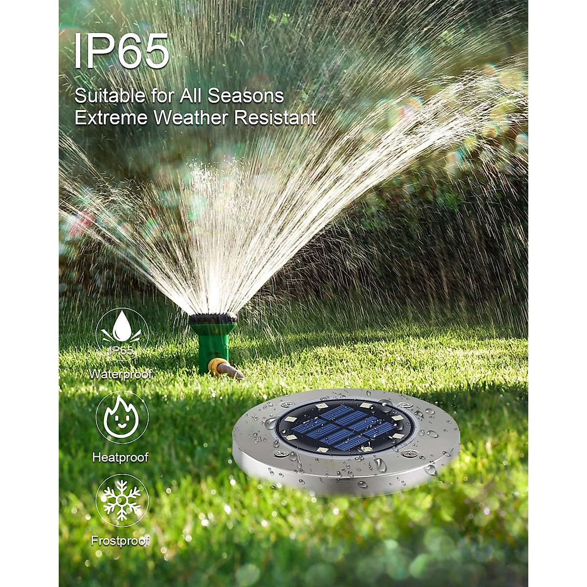 UFOND 8 Pack Solar Ground Lights, Outdoor Waterproof Solar Garden Lights Decor, Disk Solar Deck Lights, Landscape Lighting for Patio Pathway Yard,Outdoor Lights (Cold White)