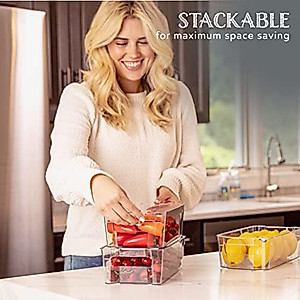 Refrigerator Organizer Bins - Clear Plastic, Stackable, Narrow and Wide Bin Sizes, Egg Tray with Lid. Great Storage for Fridge, Cabinets, Countertops and Pantry. (Set of 12)