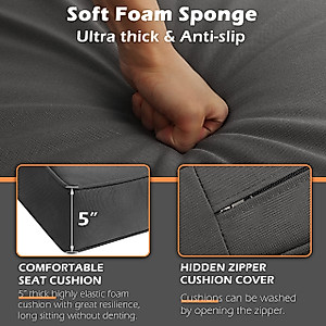 Betterhood Aluminum Patio Furniture Set, Modern Outdoor Seating with Upgrade Cushion & Wide Armrest, Patio Sofa for Balcony, Garden,Additional Dust Cover, Dark Grey