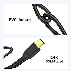 3ft Mini USB Cable, Standard USB 2.0 to Mini B Male Charger Cord Durable USB Mini to USB Charging Cable Compatible with PS3 Controller, MP3 Player, Camera, Dash Cam, Garmin GPS, Hero 3+(Black)
