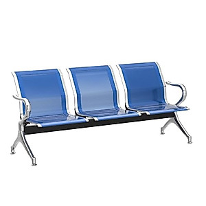 Kinsuite 3-Seat Waiting Room Chairs - Airport Reception Chairs Waiting Room Bench Reception Bench Lobby Bench Seating for Office Business Bank Hospital, Blue