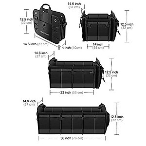 HAOKAY Large Trunk orgnaizer, SUV Trunk Organizer, Car Storage Organizer, Premium Multi Compartments Collapsible Car Organizer Fable Cover