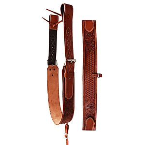 CHALLENGER Horse Western Leather Basketweave Tooled Floral Rear Flank Saddle Cinch Off Billets 9759A