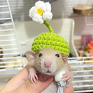Mini Crocheted Hamster Hat Flower Top Hat for Small Animals Like Rats Hamsters Snakes Lizards to Wear for Parties