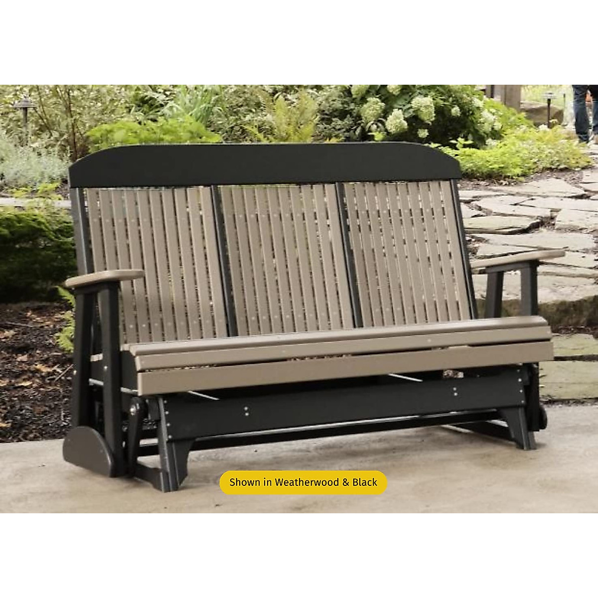 LuxCraft 5' Classic Poly Double Glider with Center Tray (Chestnut Brown)