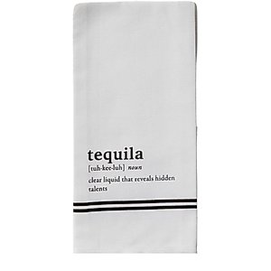 Tableau Dishtowel Tequila Theme Black and White Dish Cloth, 1 pc - 26" x 18" 100% Cotton Reusable Cleaning Cloths, Washable Hand Towels, Kitchen Wash Cloth for Dishes, Funny Liquor Themed Bar Décor