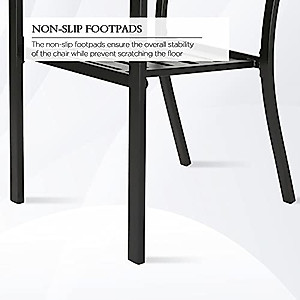 Ulax Furniture Outdoor Dining Chairs Patio Stacking Arm Chairs with Heavy-Duty Metal Frame for Backyard, Balcony, Garden, Porch. Set of 4