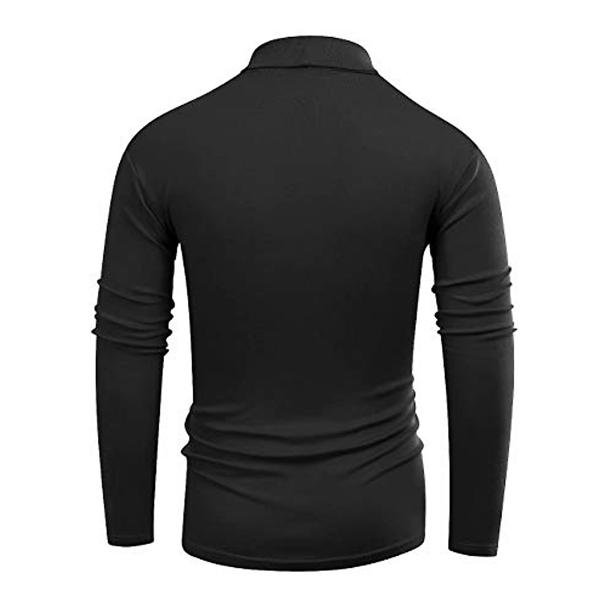 Beauhuty Men Slim Fit Lightweight Long Sleeve Pullover Top Turtleneck T-Shirt (Black,XL)
