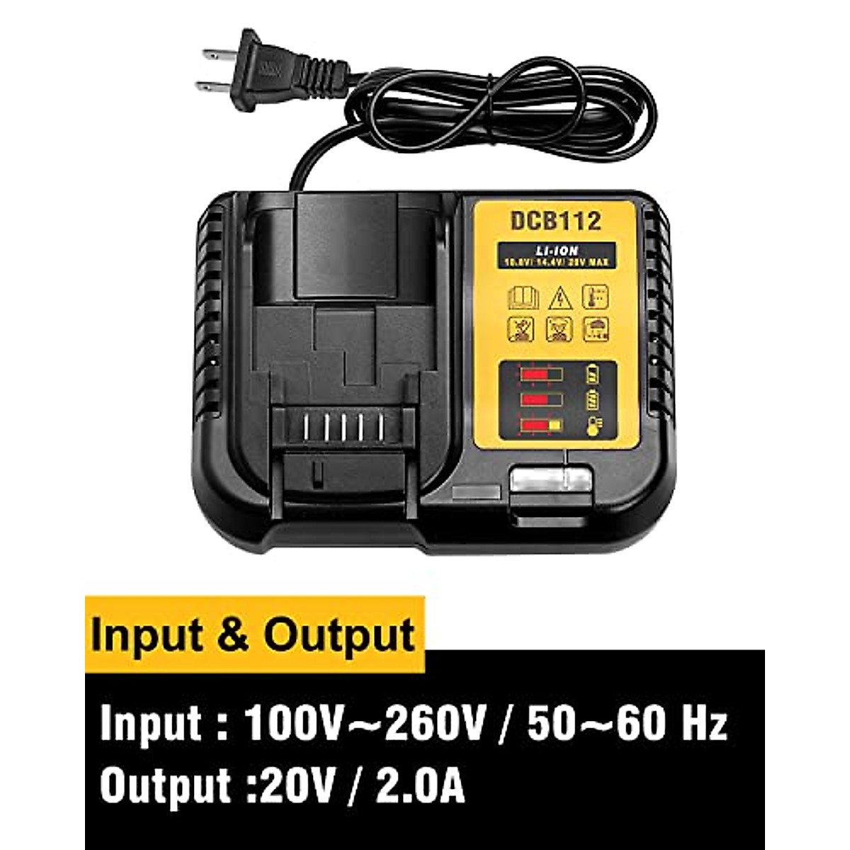 Compatible with Dewalt 20V Battery and Charger Combo 1Pack Replacement for Dewalt 20V Battery Charger DCB112 Fit for Dewalt 12V/20V Battery and 20V Tools