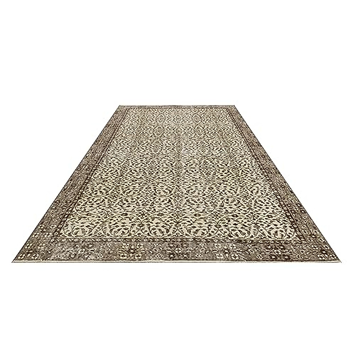BESPOKY 5'2" x 8' 10" (158 x 270 Cm) Vintage Gray Frame Wool and Cotton Handmade Area Rug