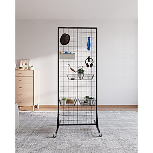 Blasinc Gridwall Panel Display Stand 2' x 5.5' Ft Heavy Movable Floorstanding Detachable Girdwall for Easy Transport, Standing Grid Towe Display Rack for Retail and Craft FairGrid Wall Panels