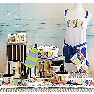 Boston International Ceramic Serving Platter, 10 x 8-Inches, Hand Stamp Fish