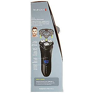 Remington PR1335B R3000 Series Men's Electric Razor with Precision Plus Heads Stubble Attachment Included Black, Black/Blue, 1 Count