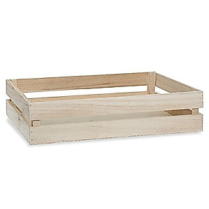 The Lucky Clover Trading Two Slat Rectangular Wood Crate, Natural