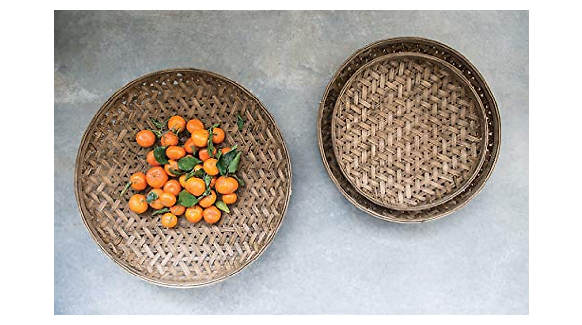 Creative Co-Op Bamboo Baskets Set of 3 for Home Decor & Serving