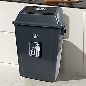 Melontray 13 Gallon 4 Pack Tall Swing-Top Trash Can, Plastic Kitchen Swing Lid Garbage Bin, Grey