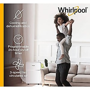 Whirlpool 8000 BTU Portable Air Conditioner For Rooms up to 350 Sq.Ft. with Remote, Digital Display, 24H Timer, and Auto Restart