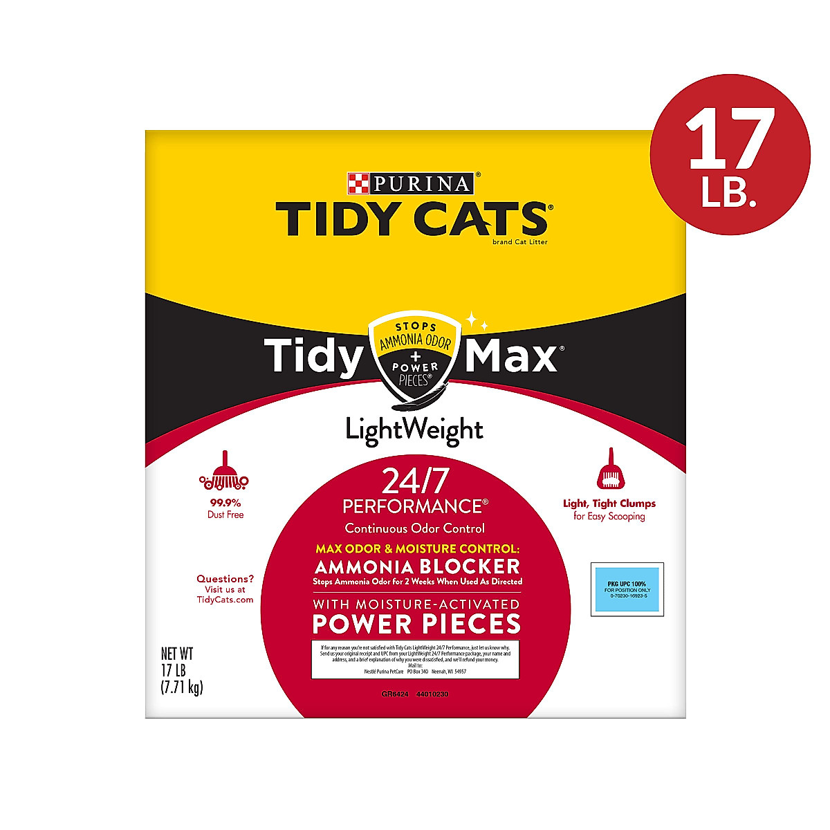 Purina Tidy Cats LightWeight, Scoopable Clumping Cat Litter, Tidy Max 24/7 Performance Formula - 17 lb. Box