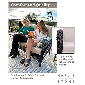 Harlie & Stone Outdoor Seat Cushion, Patio Chair Cushions, Outdoor seat Cushions Set of 2, Replacement Cushions for Outdoor Furniture, Outdoor Chair Cushion, 22 x 22 Outdoor Cushions - Beige