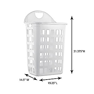United Solutions Rolling Hamper with Built-In Handle, Two Bushel Capacity Holds 3 Loads of Laundry, Smooth-Gliding Thermo-Rubber Wheels, White, Ventilated Design