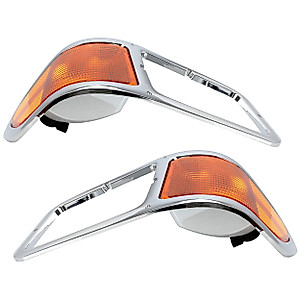 HECASA Pair Headlight Compatible With 2000-2015 FORD F650 / F750 Headlamp Bezel Trim+Corner Signal Lights Lens Driver Passenger Left Right Replaecement for YC3Z13201AA YC3Z13200AA